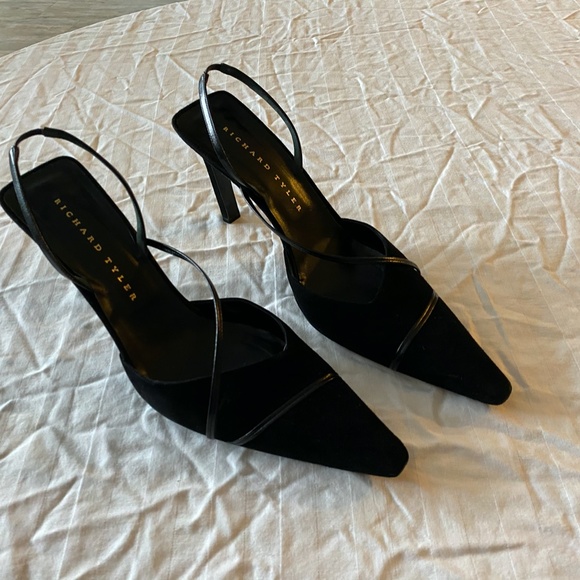 Richard Tyler | Shoes | Richard Tyler Black Suede Slingback Heels ...